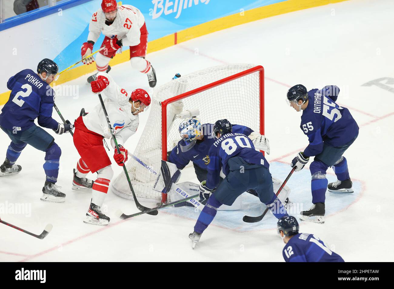 Beijing, China. 20th Feb, 2022. Finland team group (FIN) ROC team group ...