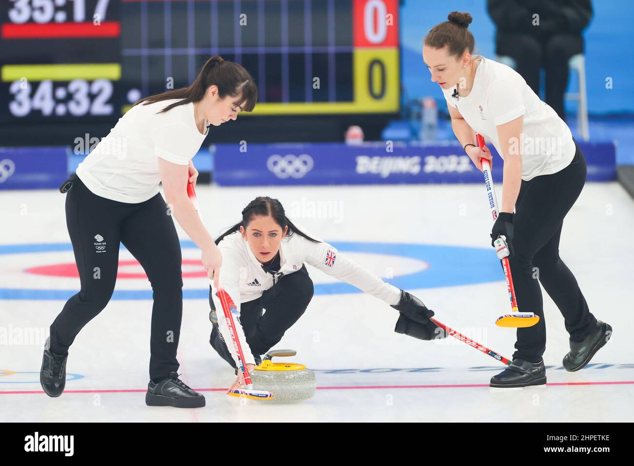 (L - R) Hailey Duff, Eve Muirhead, Jennifer Dodds (GBR), FEBRUARY 20 ...