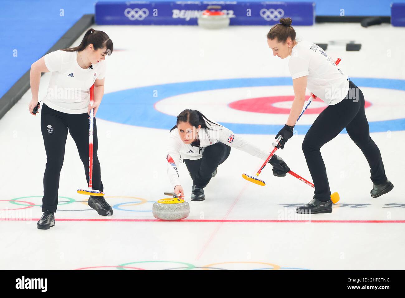 (L - R) Hailey Duff, Eve Muirhead, Jennifer Dodds (GBR), FEBRUARY 20 ...