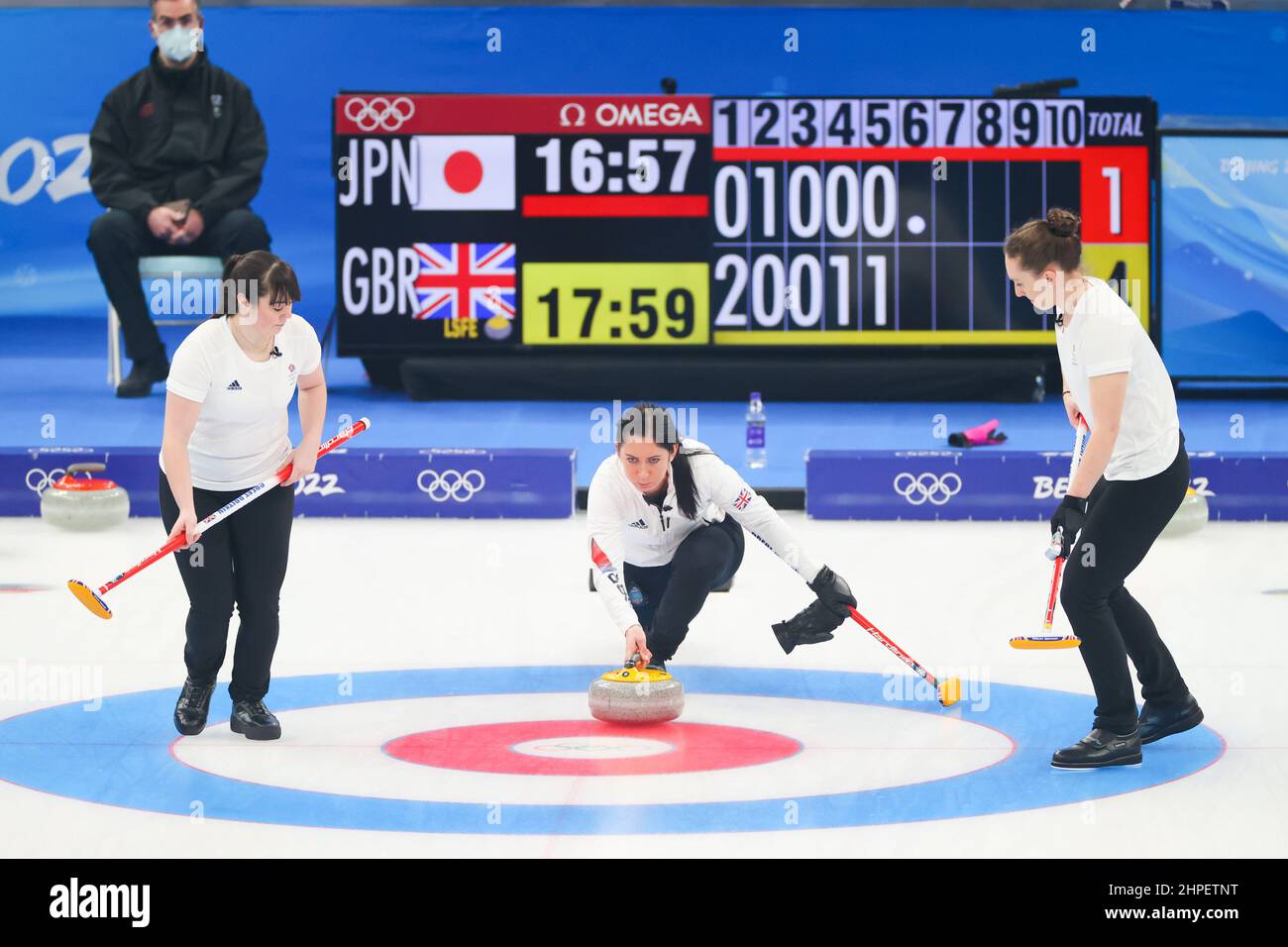 (L - R) Hailey Duff, Eve Muirhead, Jennifer Dodds (GBR), FEBRUARY 20 ...