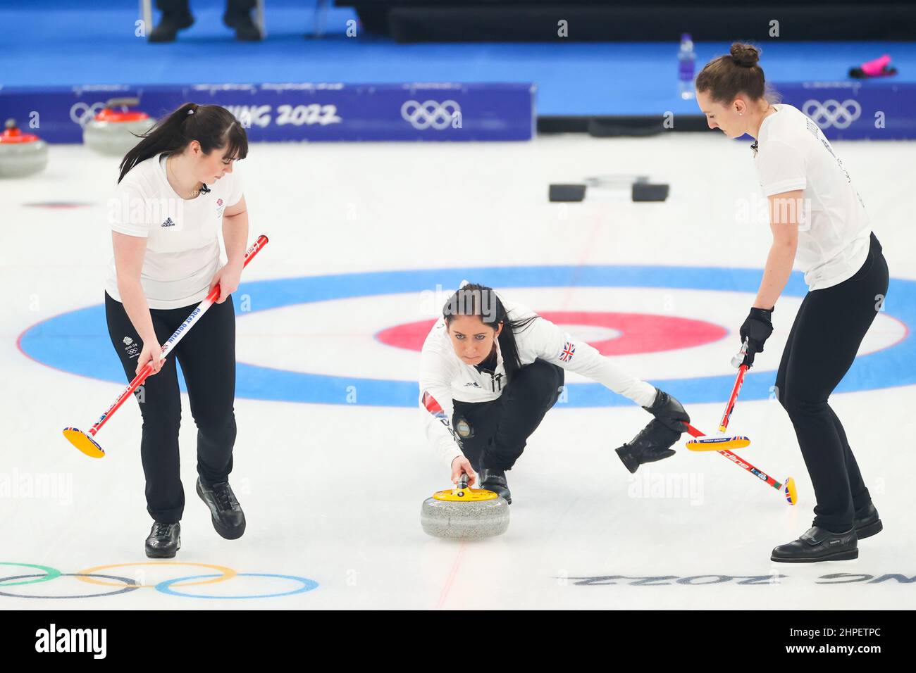(L - R) Hailey Duff, Eve Muirhead, Jennifer Dodds (GBR), FEBRUARY 20 ...