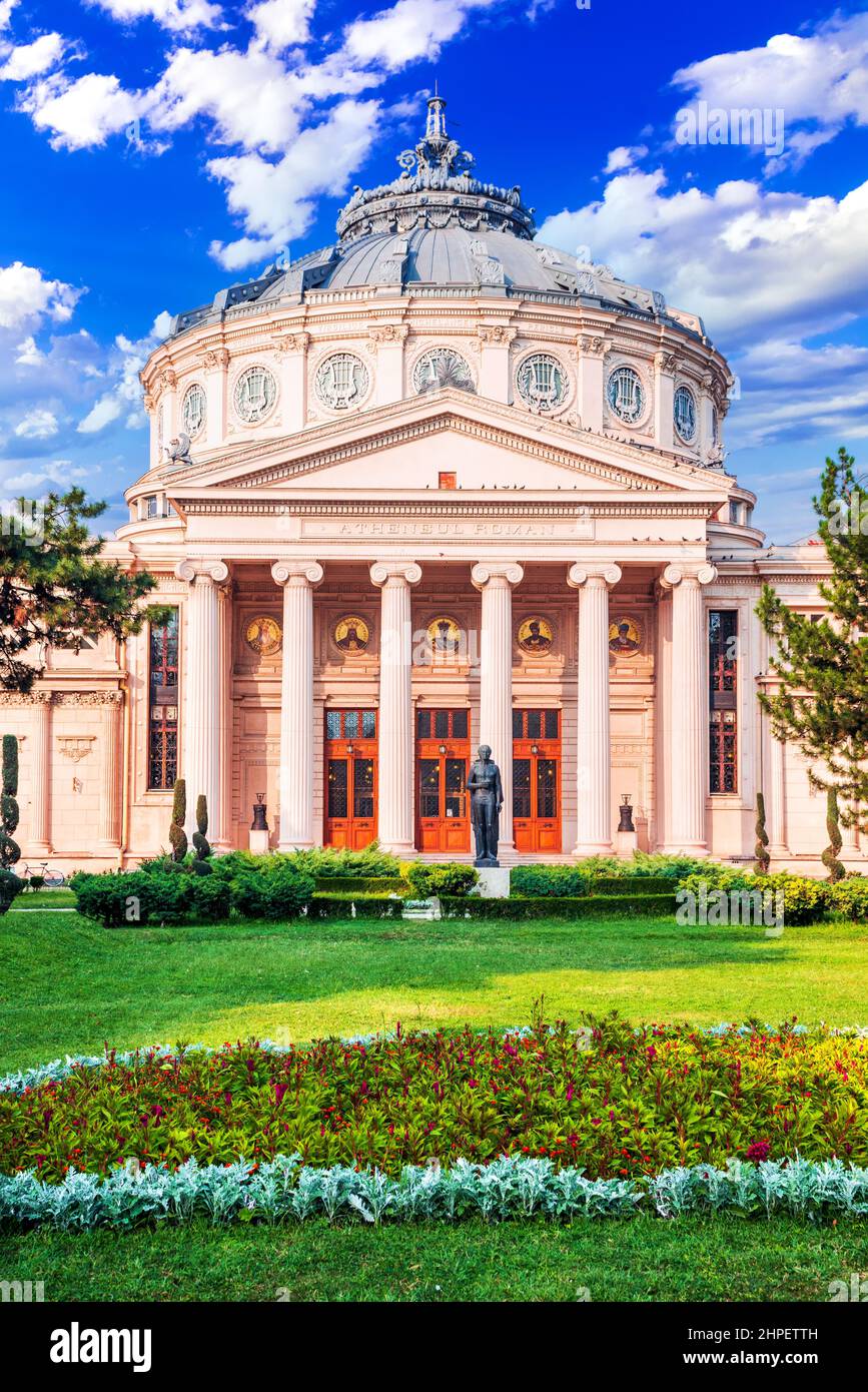 Bucharest, Romania. Romanian Atheneum is an XIX century concert hall in ...