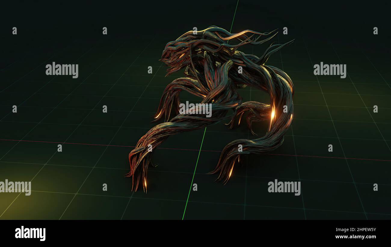 3d illustration - A monster made of vine, a forest spirit with terrible ...