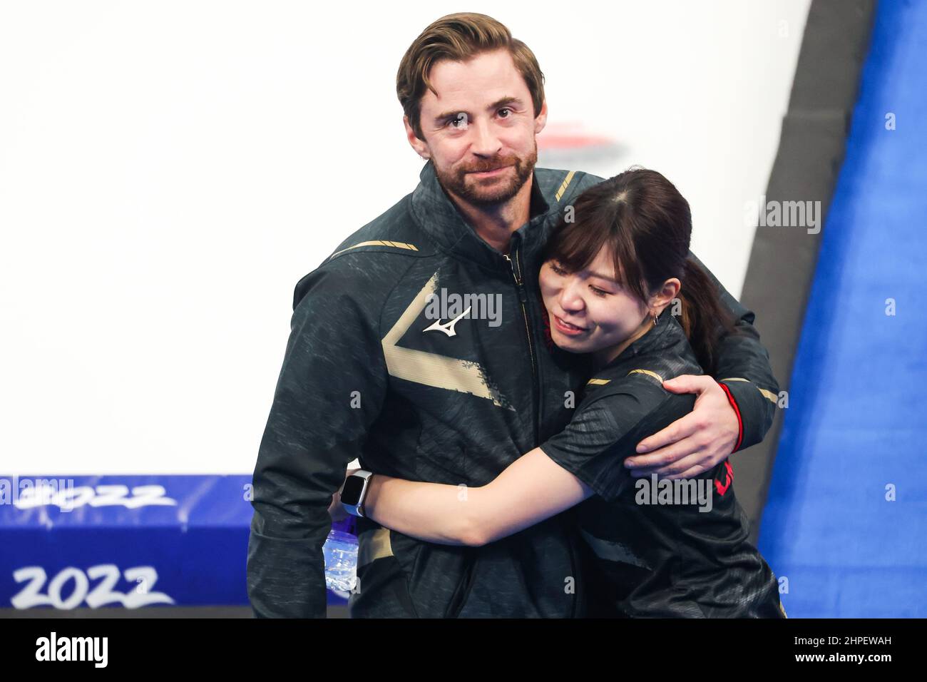 Beijing, China. 20th Feb, 2022. (L-R) James Douglas Lind coach, Yurika ...