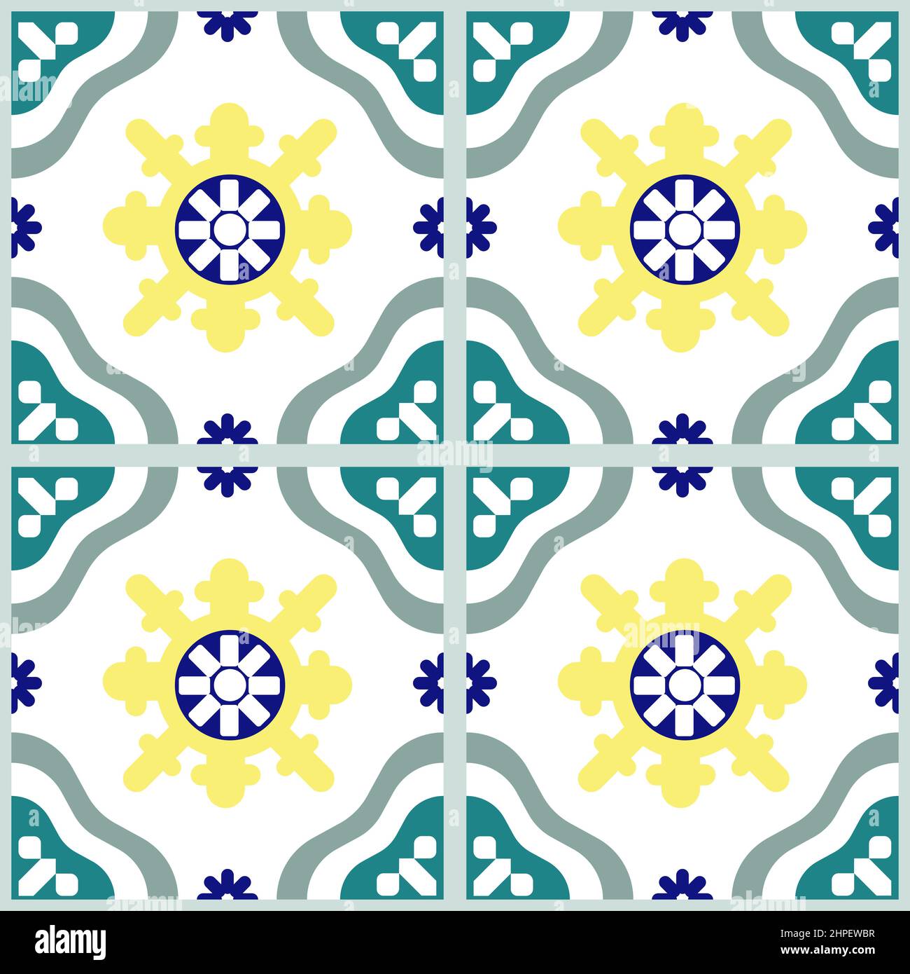 Traditional ornate ceramic tiles Azulejo seamless pattern. Vector Stock ...