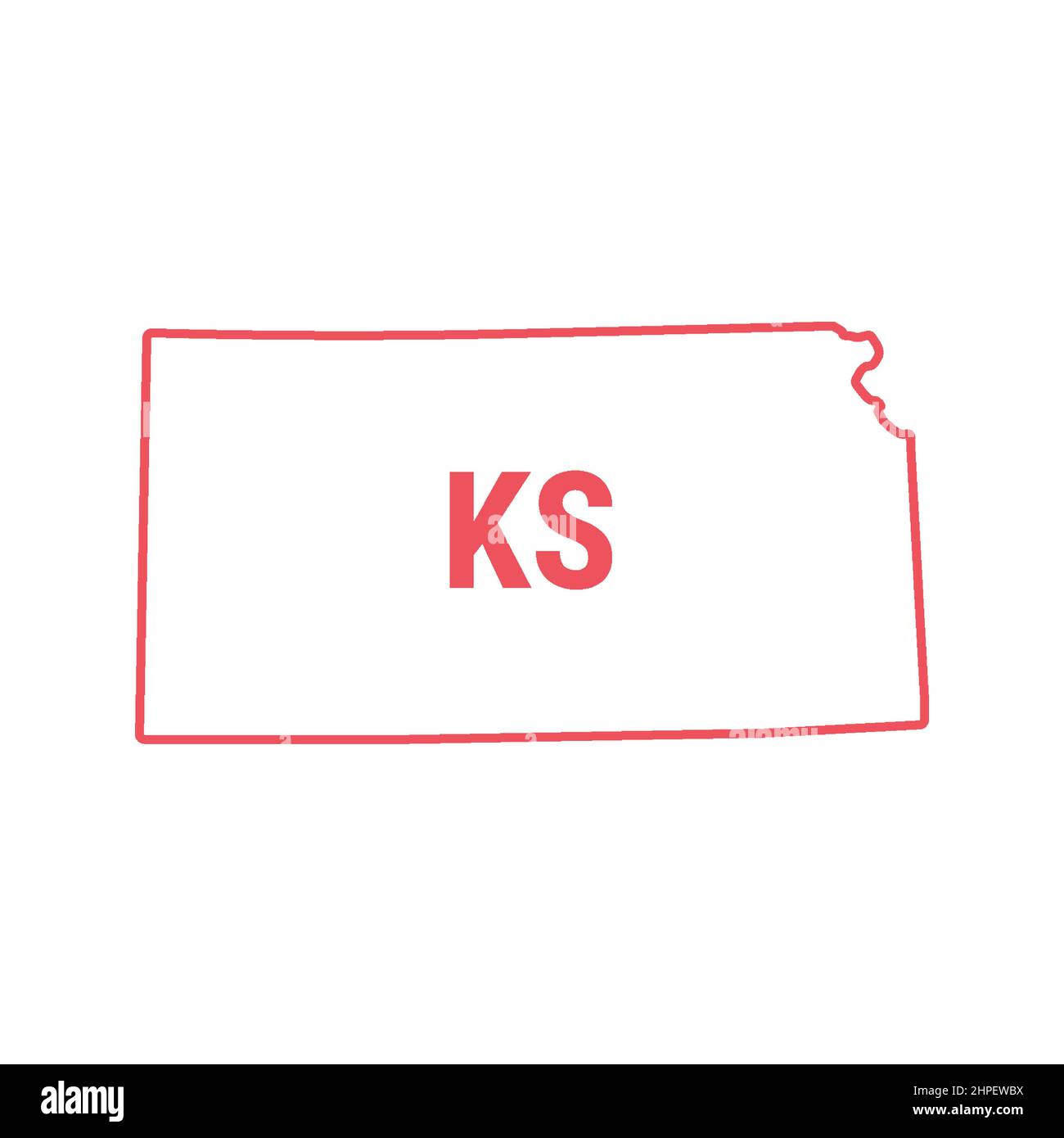 Kansas US state map red outline border. Vector illustration isolated on ...