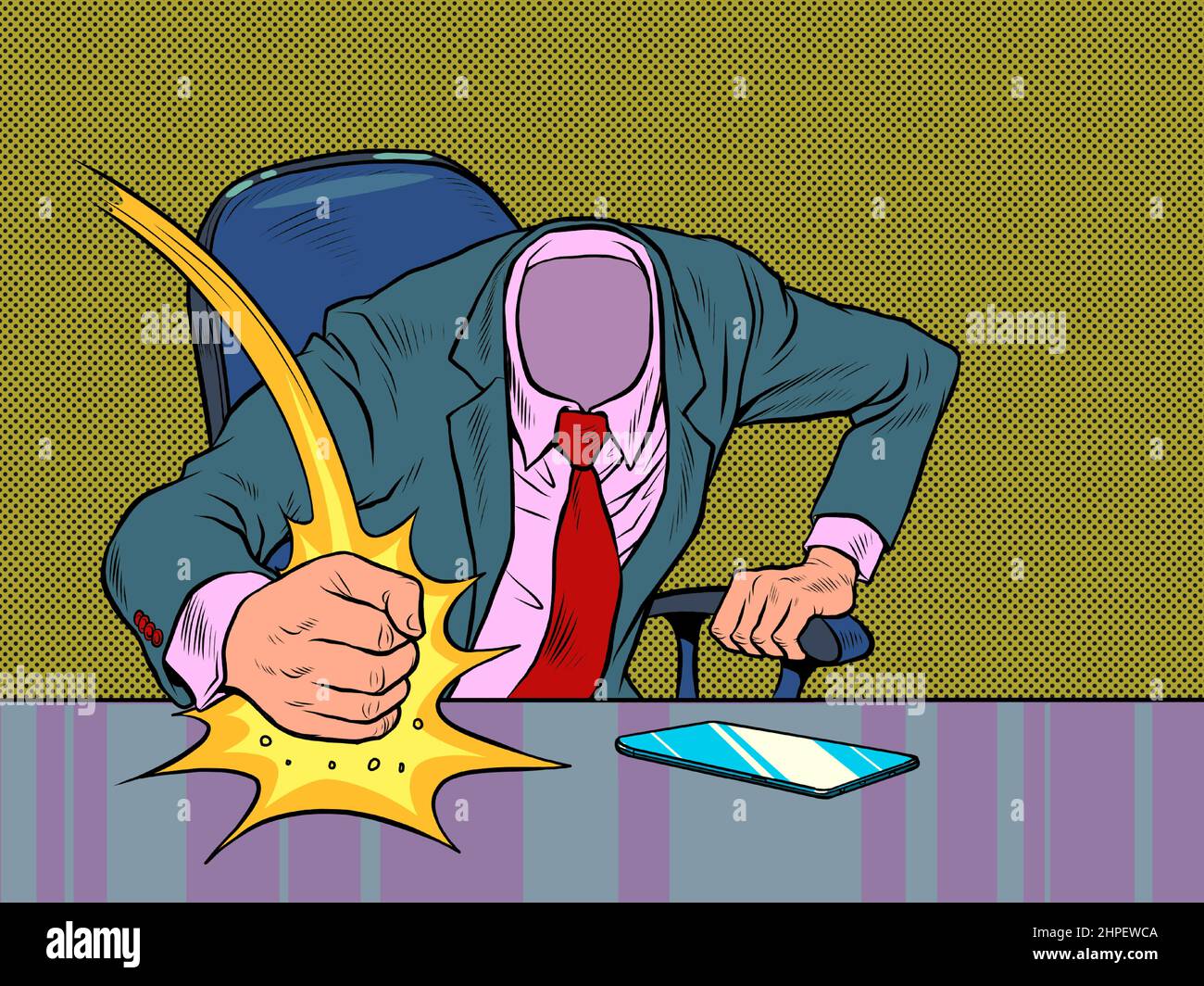 Template the boss without a head gets angry and hits the table with his ...