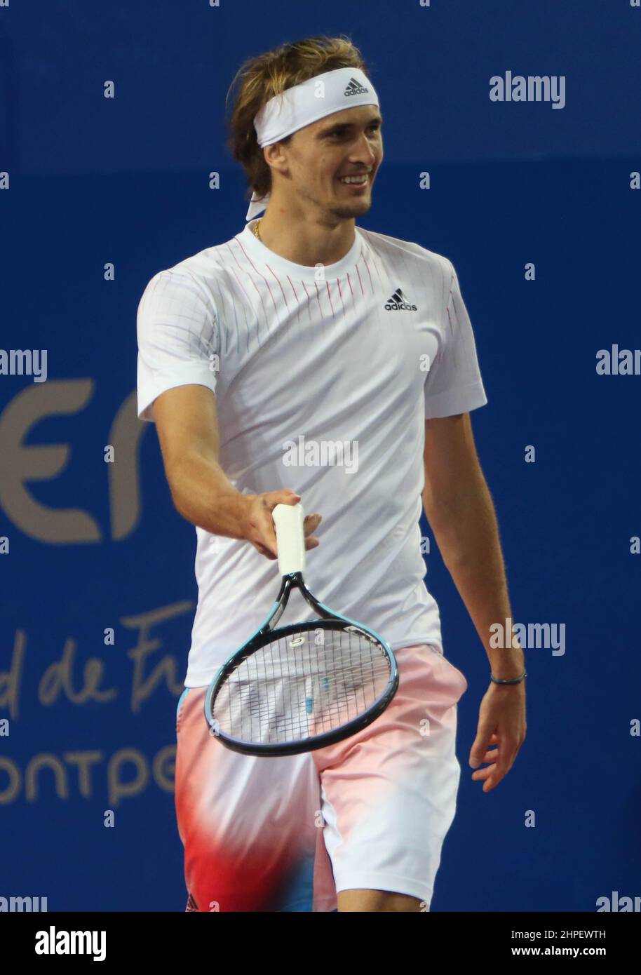 Alexander Zverev of Germany in action during the 1/4 final of the Open Sud de Fance 2022, ATP ...