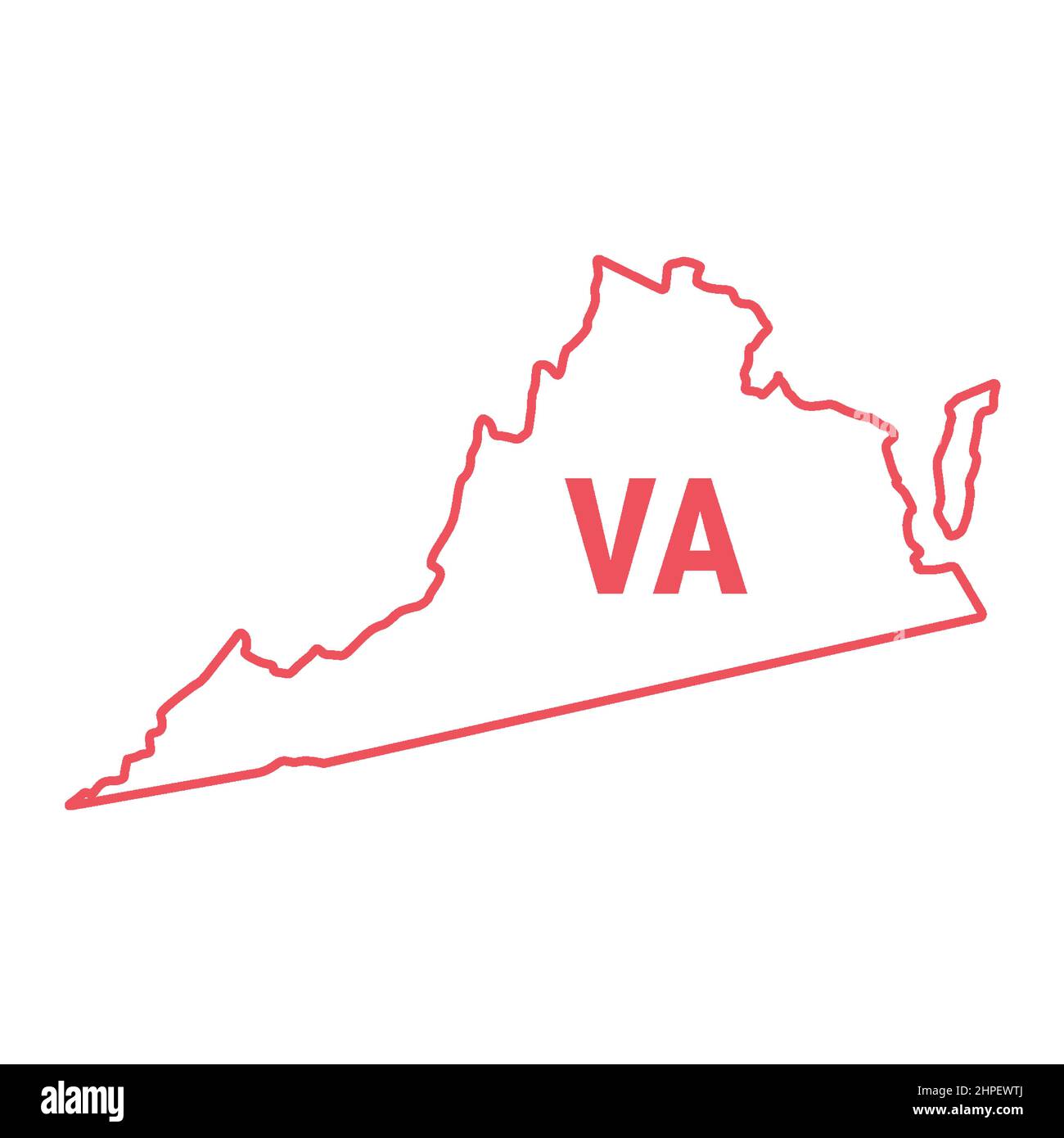 Virginia US state map red outline border. Vector illustration isolated ...
