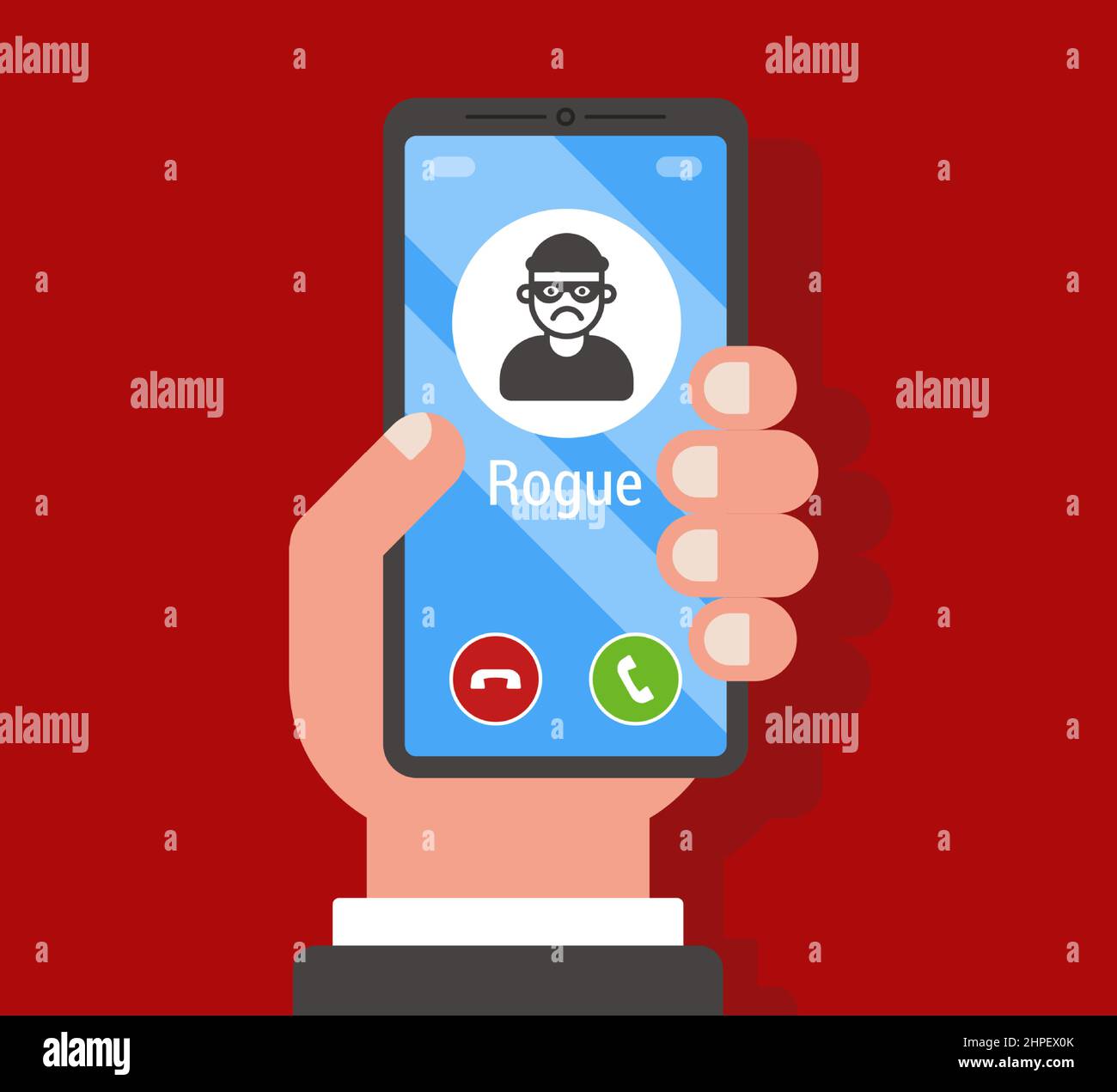 a scam call on a smartphone. cheating on the phone. flat vector ...
