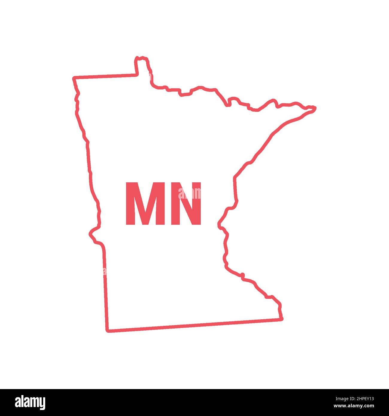 Minnesota US state map red outline border. Vector illustration isolated ...