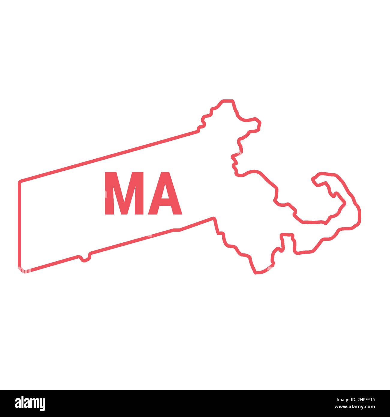 Massachusetts US state map red outline border. Vector illustration ...