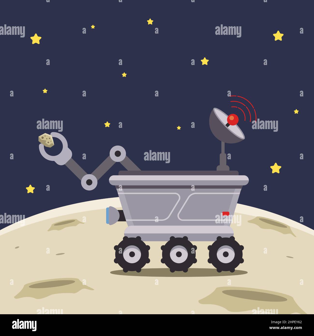 lunar rover explores the moon. flat vector illustration Stock Vector ...