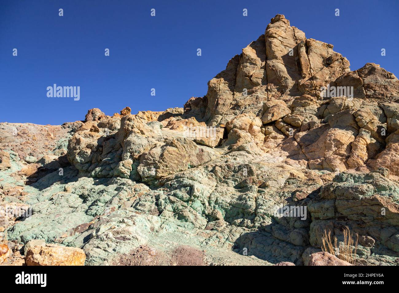 Coloured rocks in the Teide National Park, Tenerife, Canary Islands ...