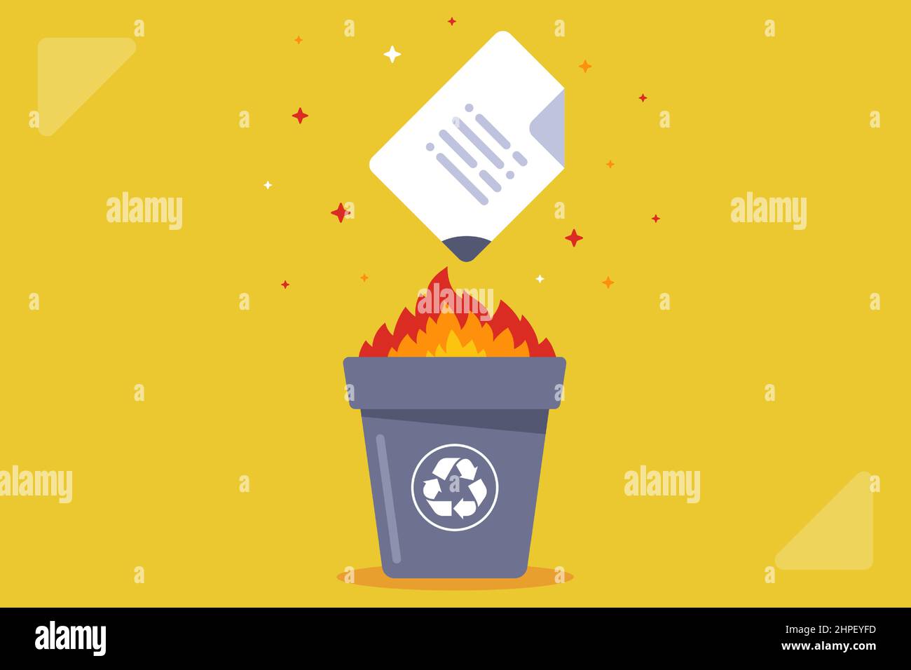 burn the document in the bin. destroy data. flat vector illustration ...