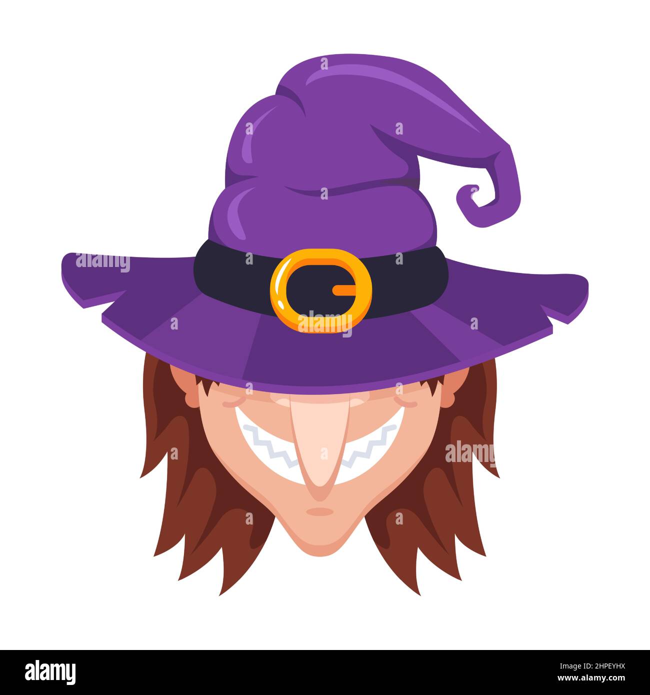 evil witch in a magic magic hat. flat vector illustration Stock Vector ...