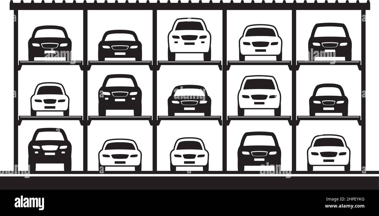 Multilevel hydraulic car parking - vector illustration Stock Vector Image & Art - Alamy