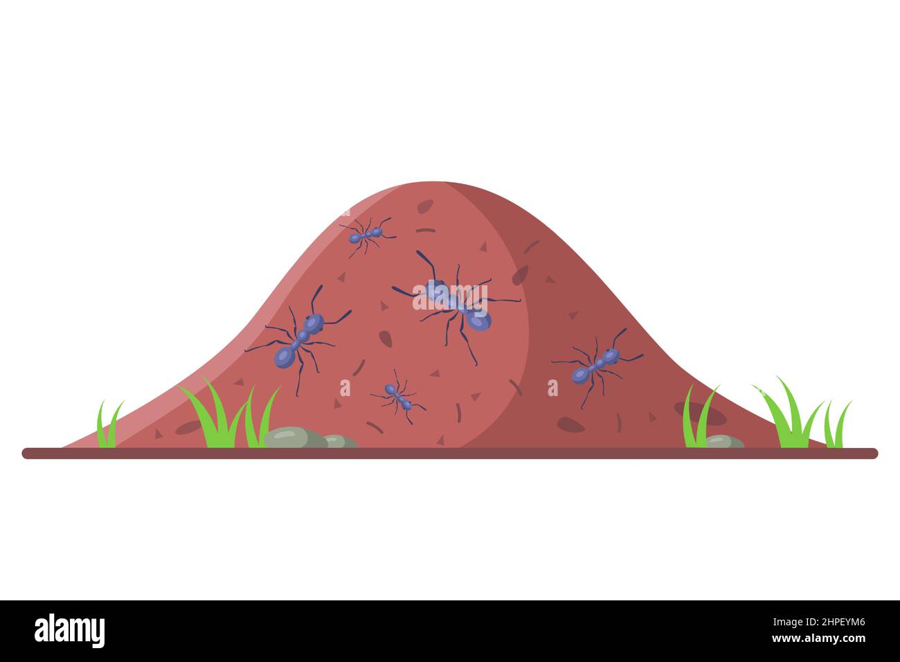 anthill with small ants on a white background. flat vector illustration ...