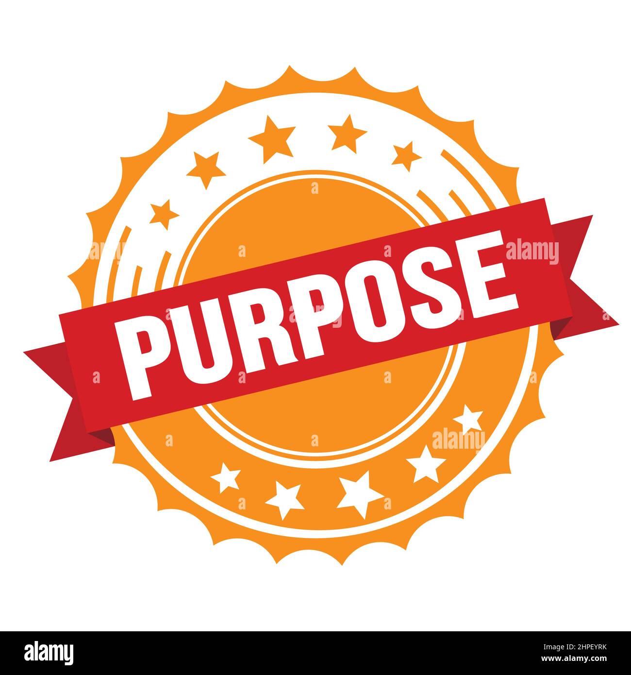 PURPOSE text on red orange ribbon badge stamp Stock Photo - Alamy