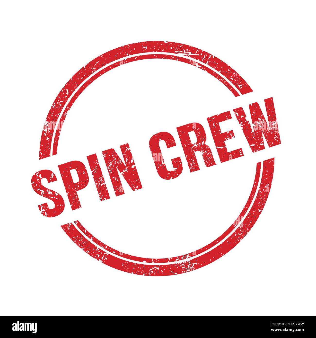 SPIN CREW text written on red grungy vintage round stamp Stock Photo ...