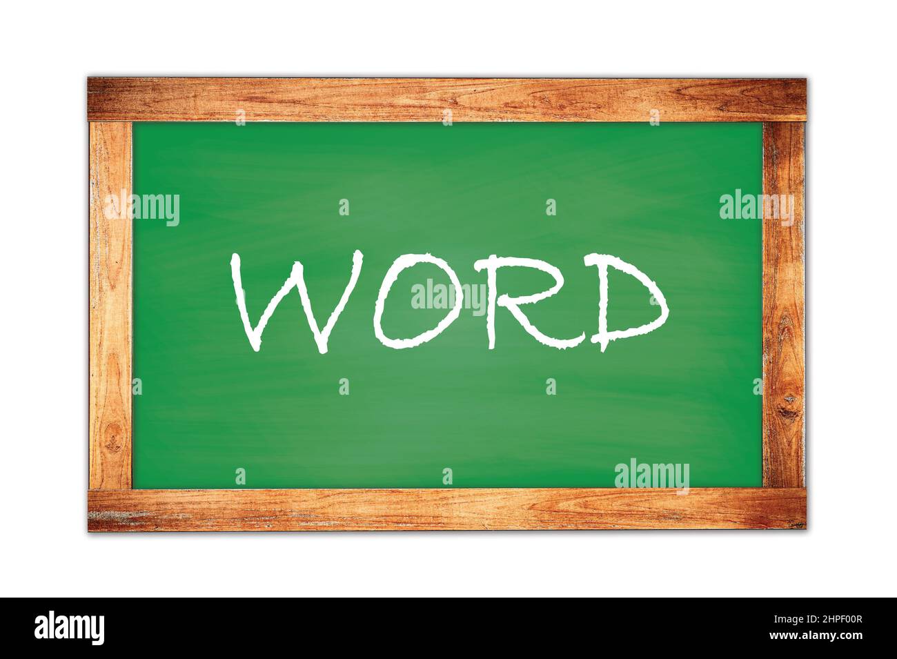 WORD text written on green wooden frame school blackboard Stock Photo ...
