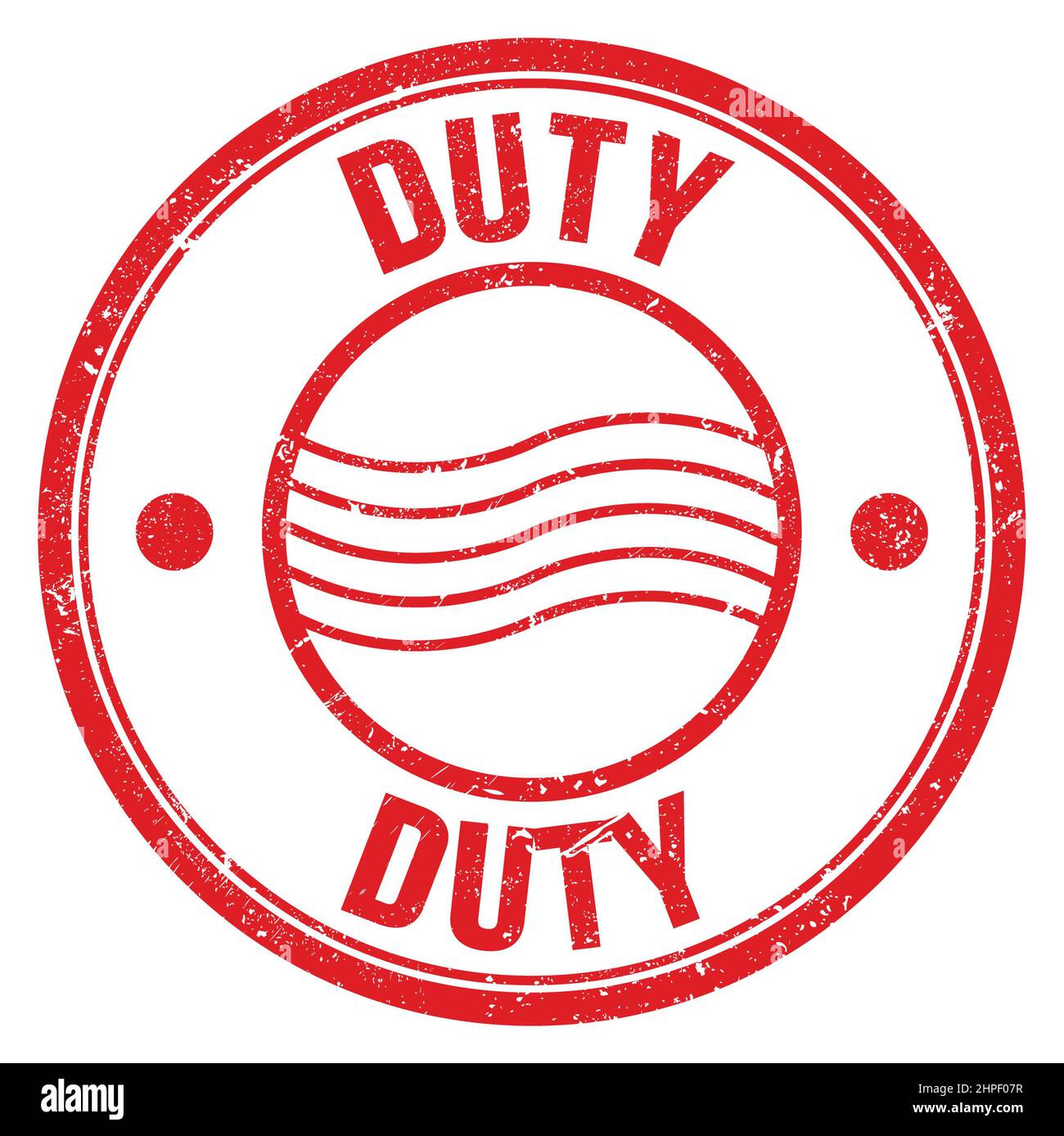 DUTY word written on red round postal stamp sign Stock Photo - Alamy