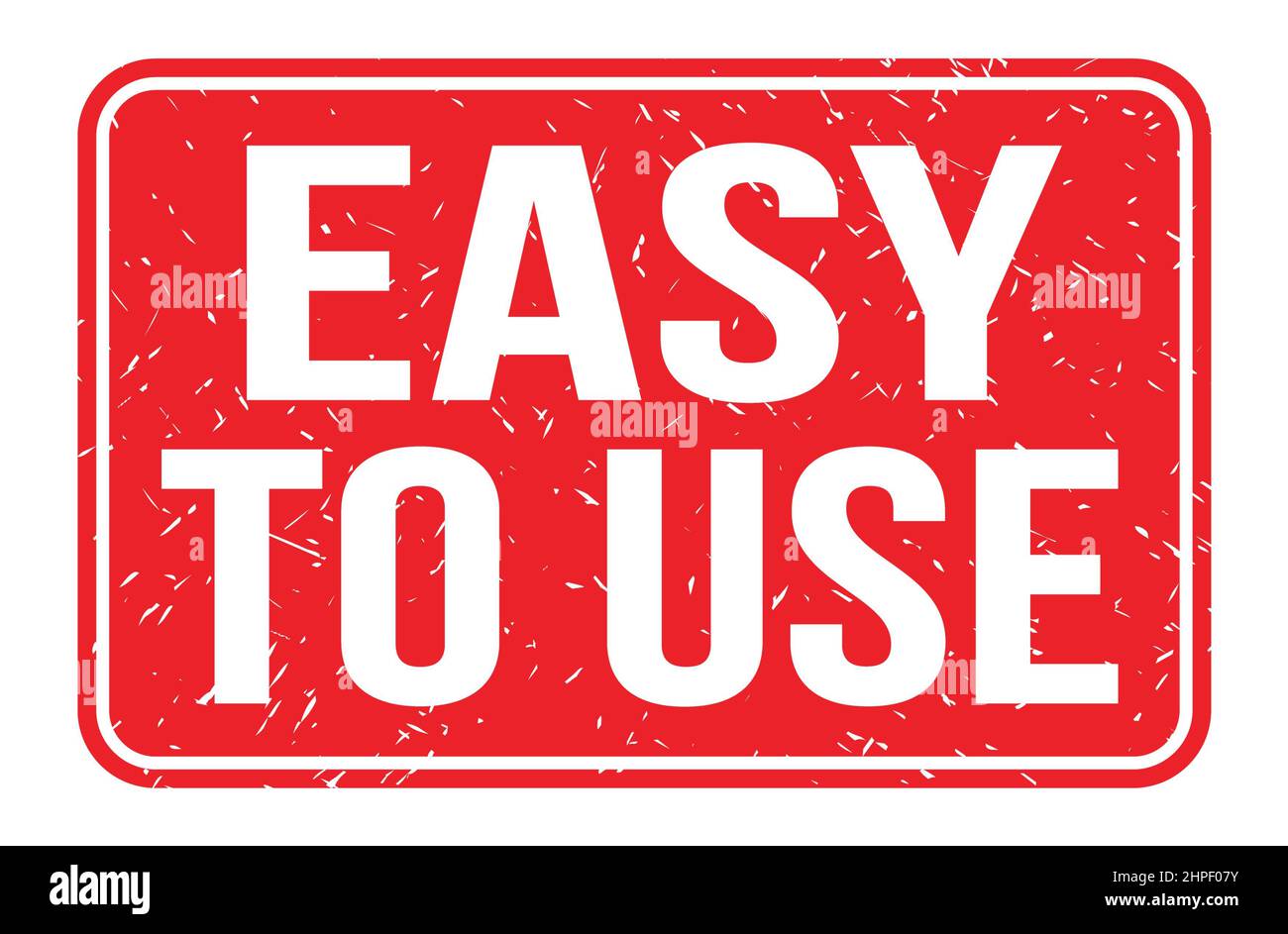 EASY TO USE, words written on red rectangle stamp sign Stock Photo - Alamy