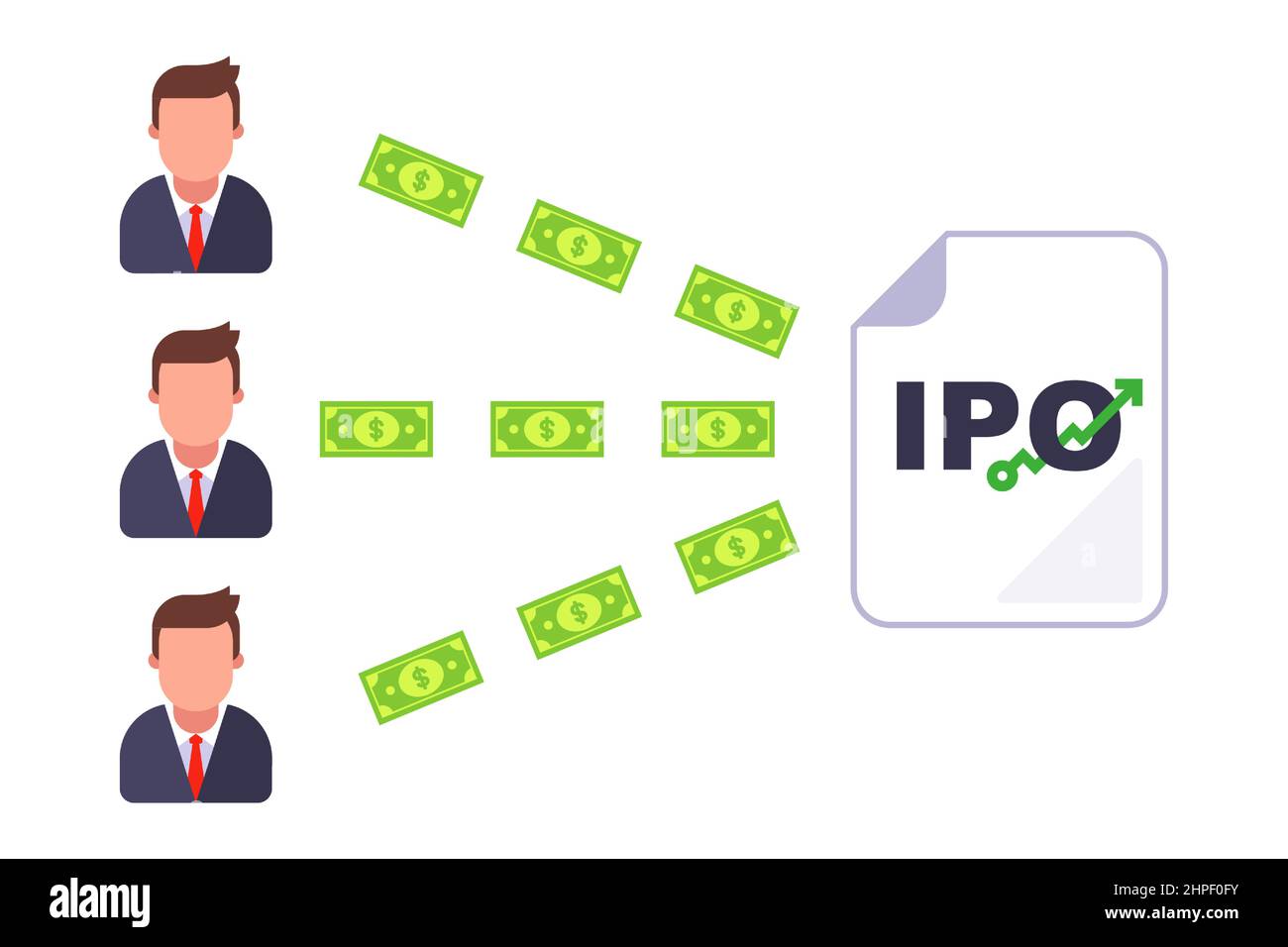 invest in a business that went into an Ipo. flat vector illustration ...
