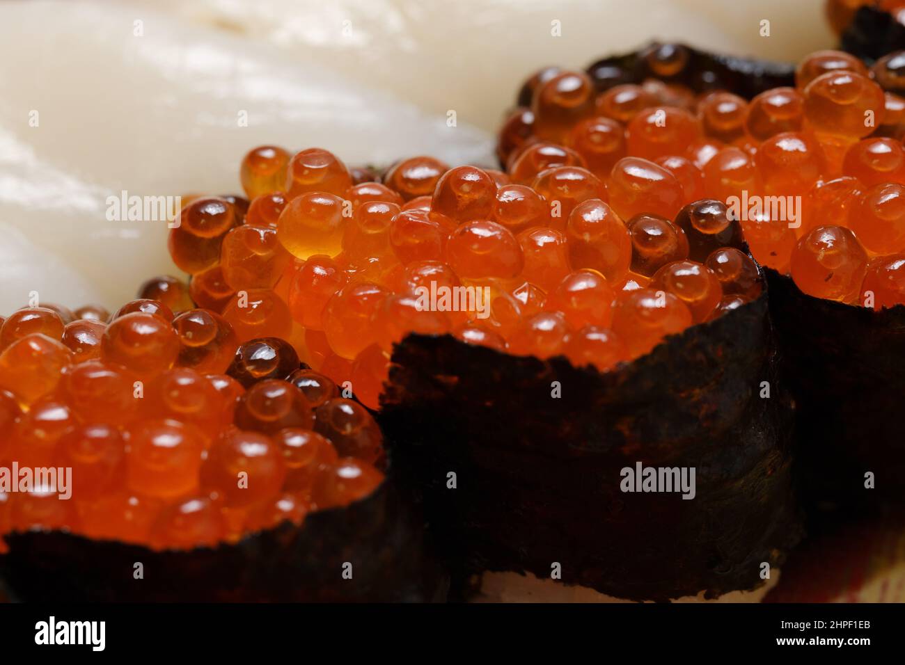 Gunkanmaki of Salmon Roe, Japanese Food Stock Photo - Alamy
