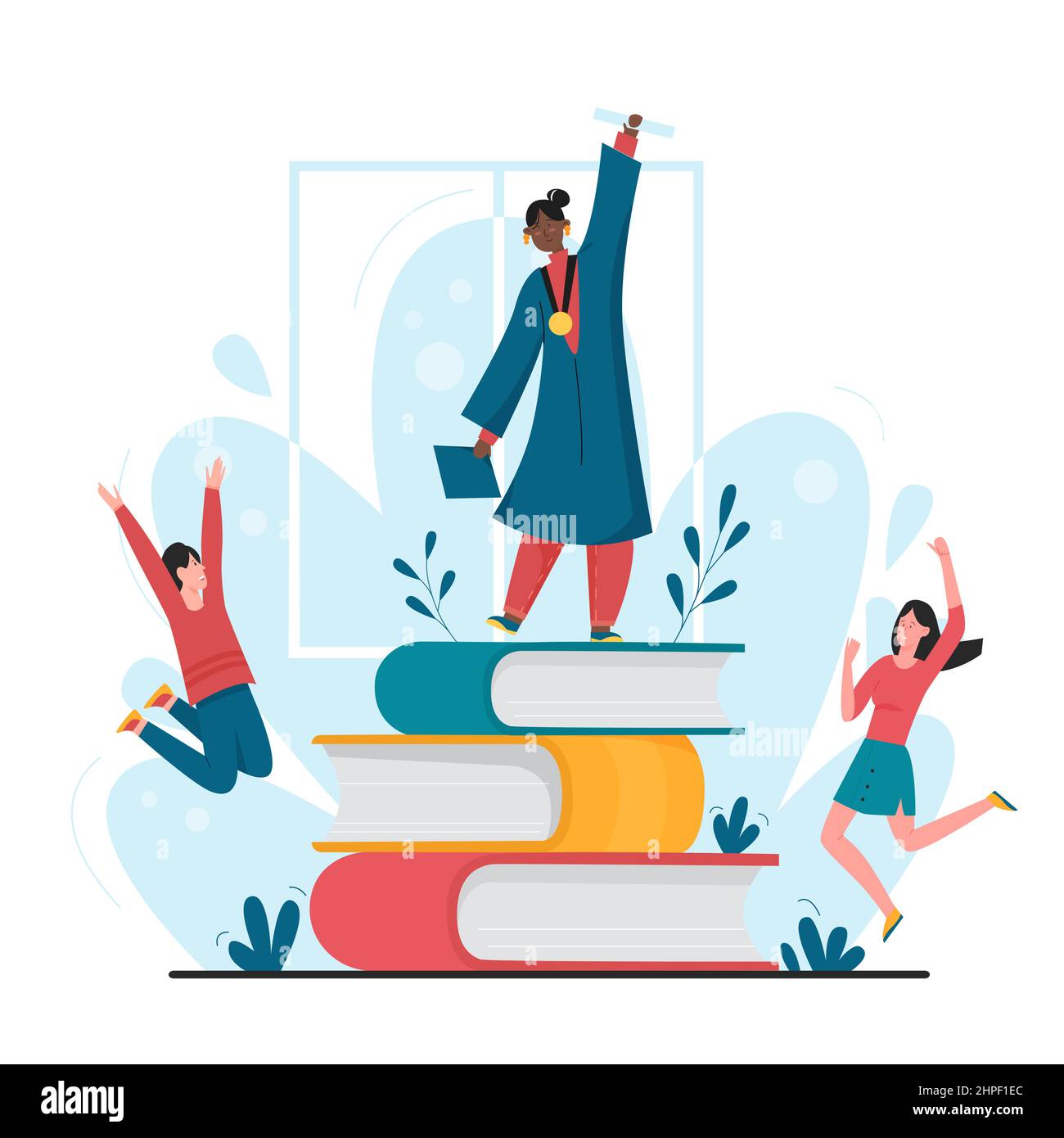 Graduate people students celebrate success graduation. Happy girl in ...