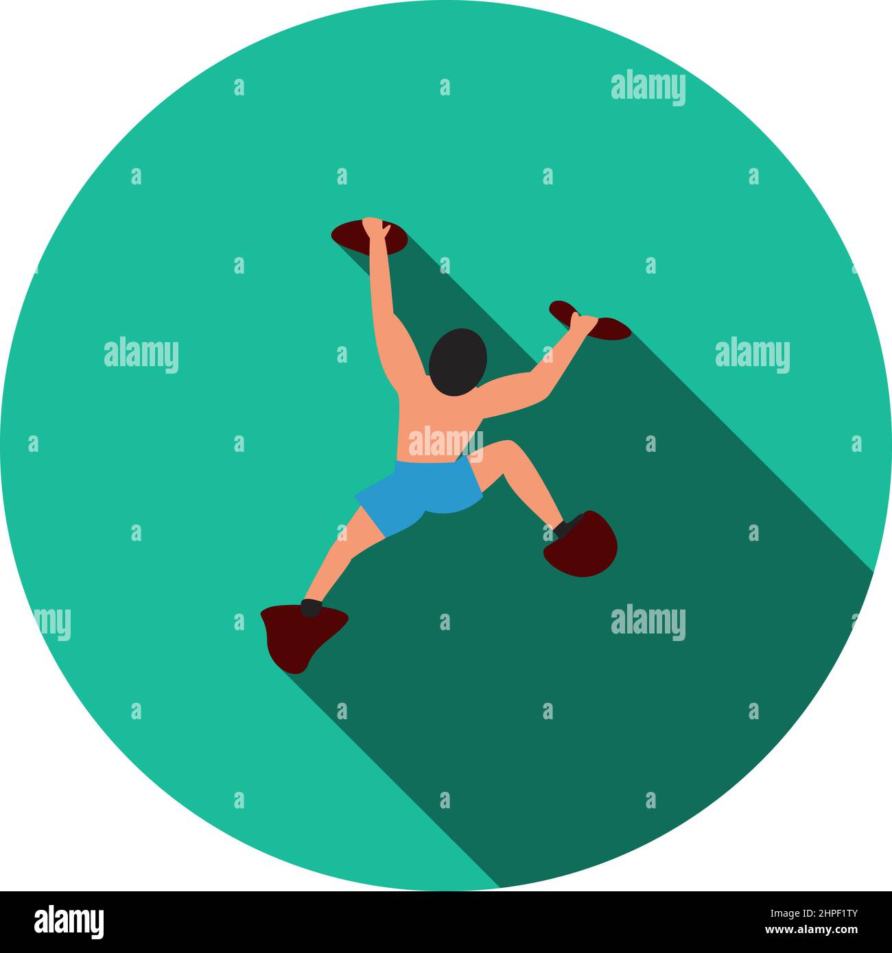 Alpinist Icon. Flat Circle Stencil Design With Long Shadow. Vector ...