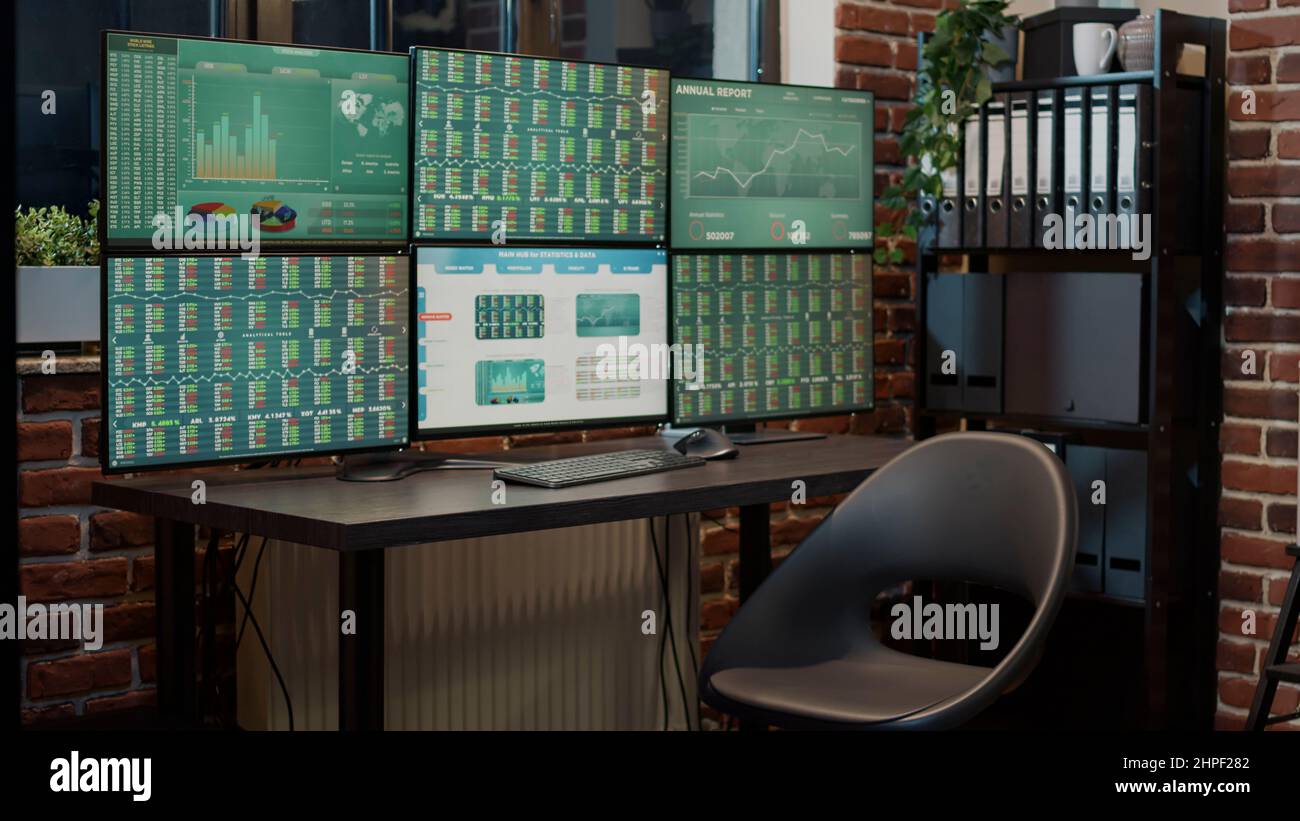 Financial investor monitoring stock market sales exchange, working at ...