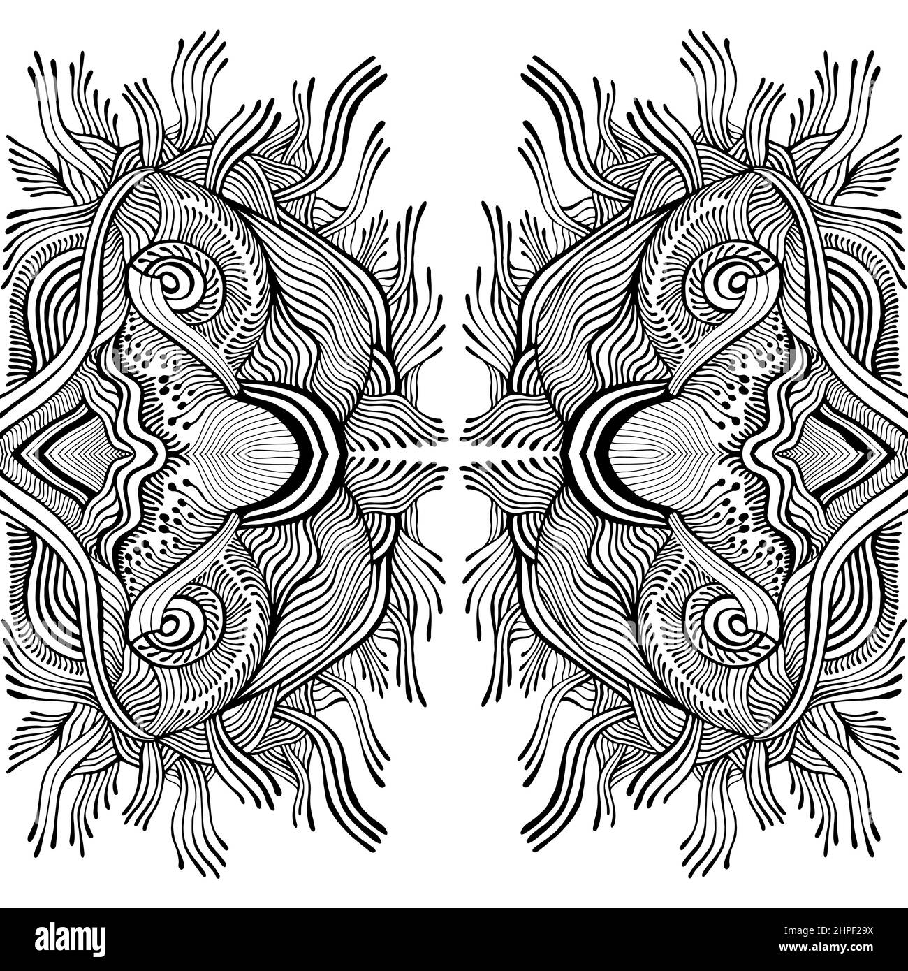Abstract psychedelic pattern coloring page, maze of ornaments. Elegant ...