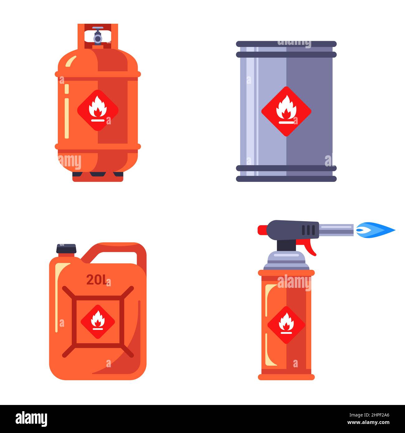 set of containers with flammable substances. storage of hazardous ...