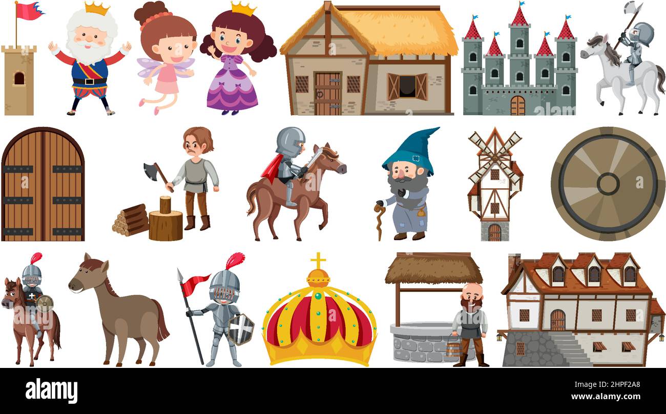 Set of fantasy cartoon characters illustration Stock Vector Image & Art ...