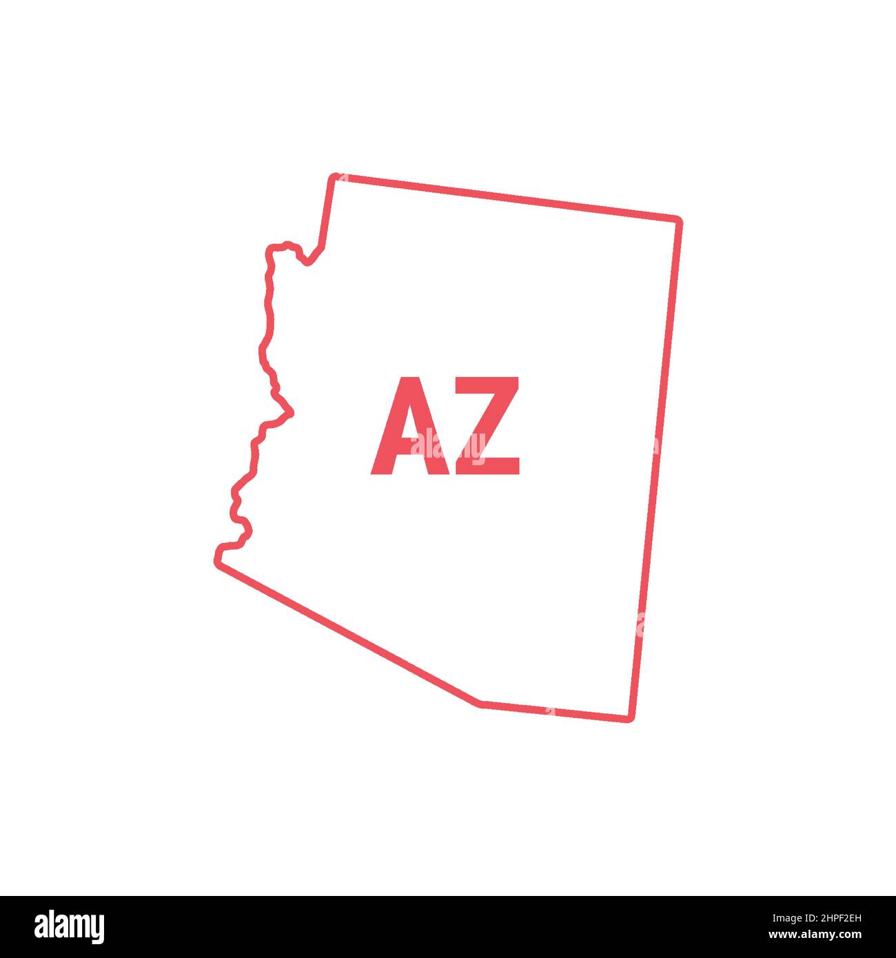 Arizona US state map red outline border. Vector illustration isolated ...