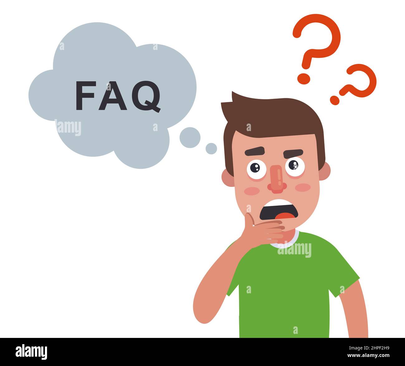 Answers to frequently asked questions. the man thinks. flat vector ...
