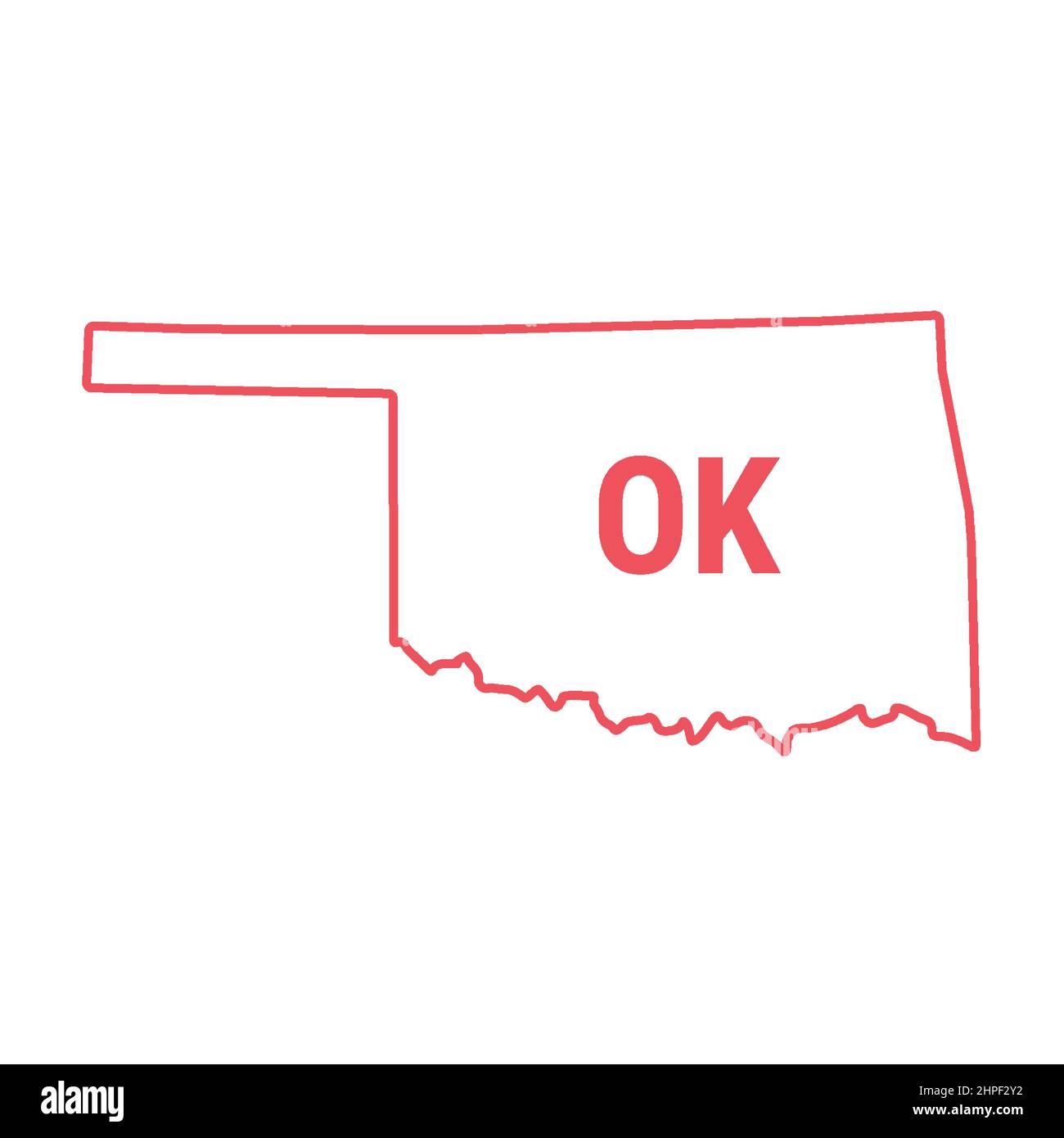 Oklahoma US state map red outline border. Vector illustration isolated ...
