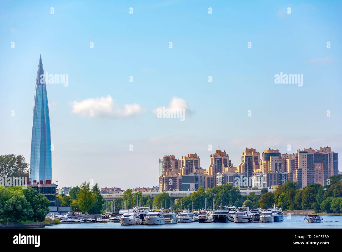St. Petersburg, view from the Second Elaginsky Bridge on the right bank ...