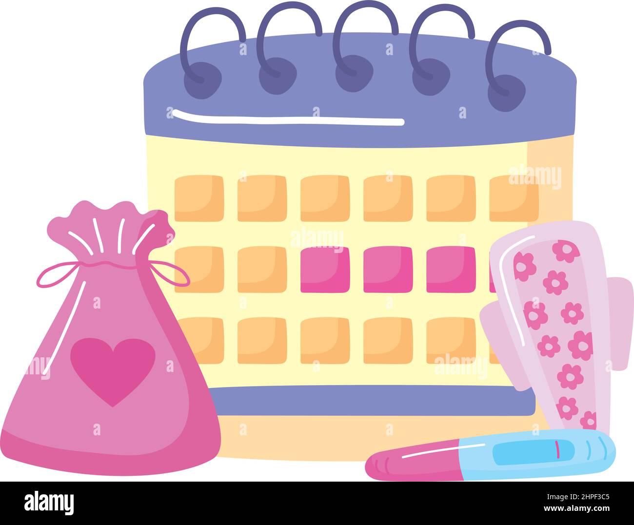 menstruation calendar with pregnancy test icons Stock Vector Image ...