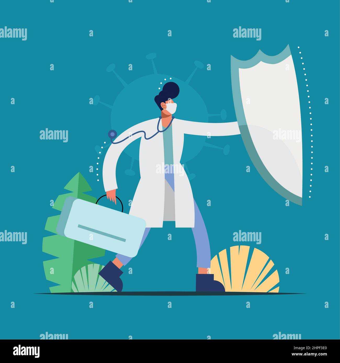 doctor with shield warrior character Stock Vector Image & Art - Alamy