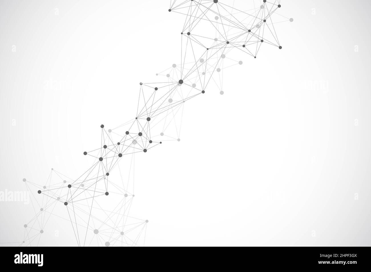 Technology abstract background with connected line and dots. Big data visualization. Artificial ...