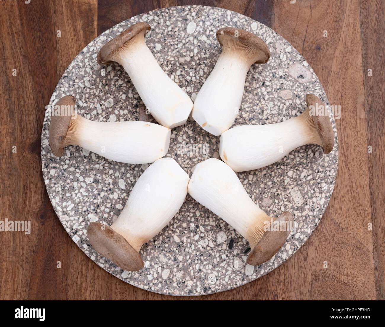 Tasty vegetarian food, fresh organic Pleurotus eryngii king trumpet ...