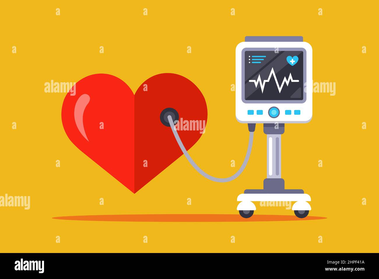 medical equipment for measuring heart rate. flat vector illustration ...