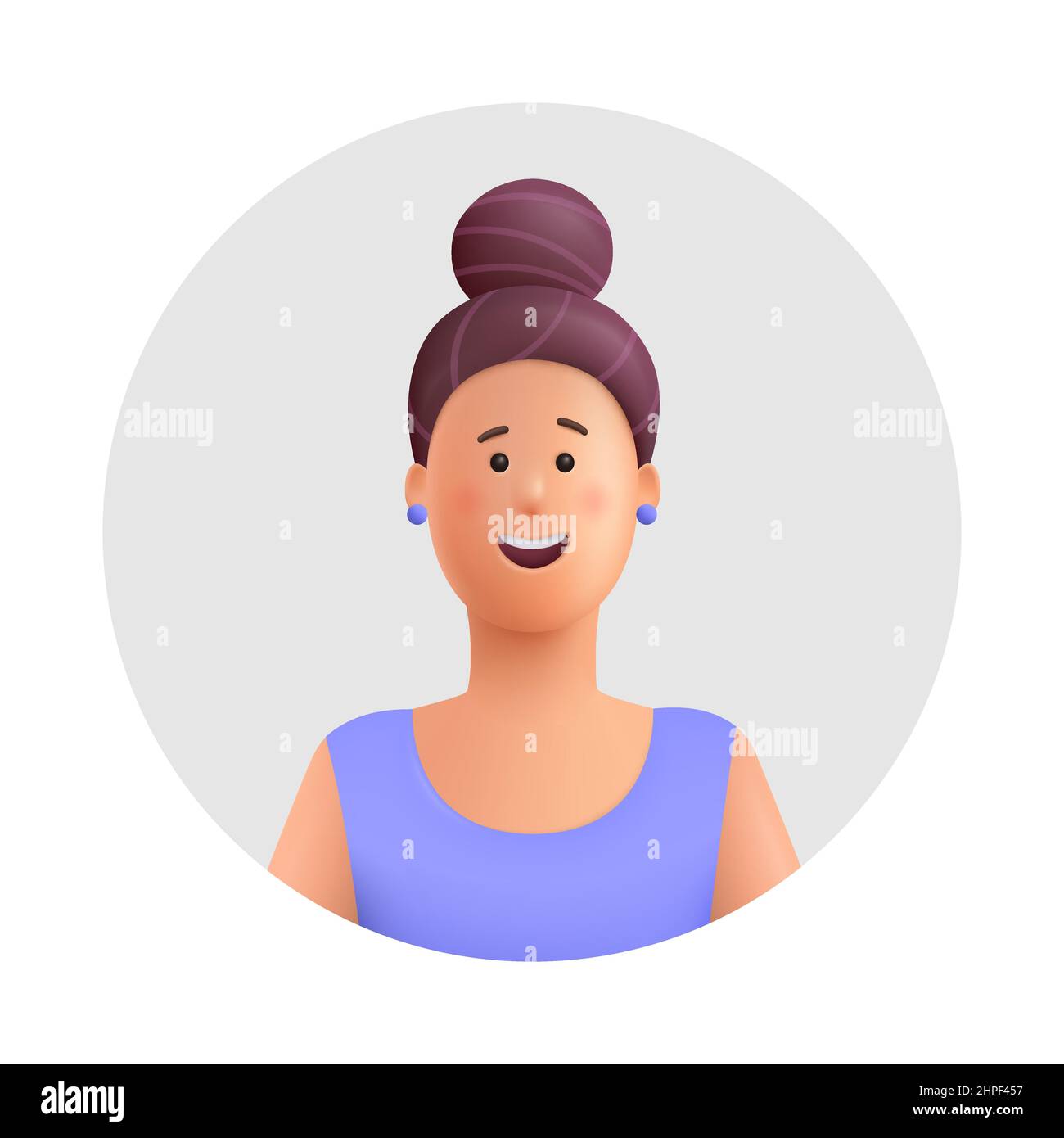 Young smiling woman Ann avatar. 3d vector people character illustration ...
