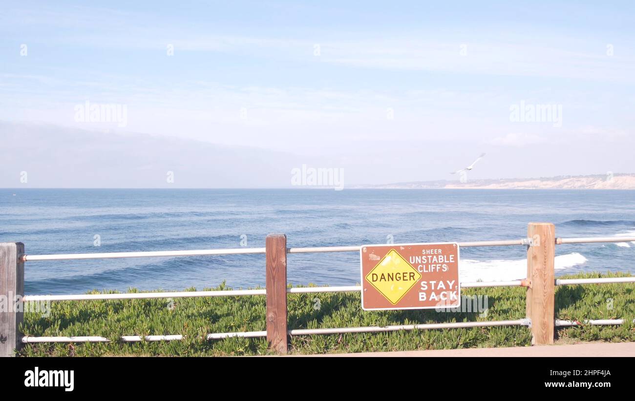 Ocean waves crashing on beach or bluff, La Jolla shore waterfront ...