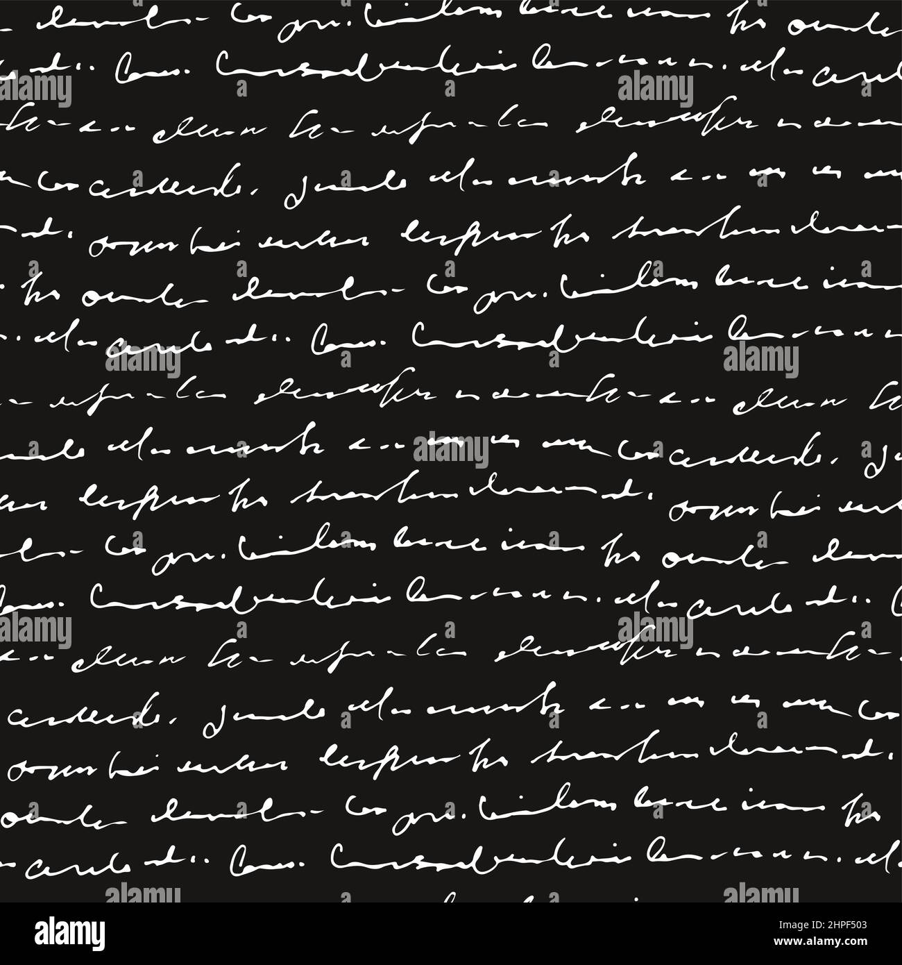 Handwritten abstract text seamless pattern, vector monochrome script ...