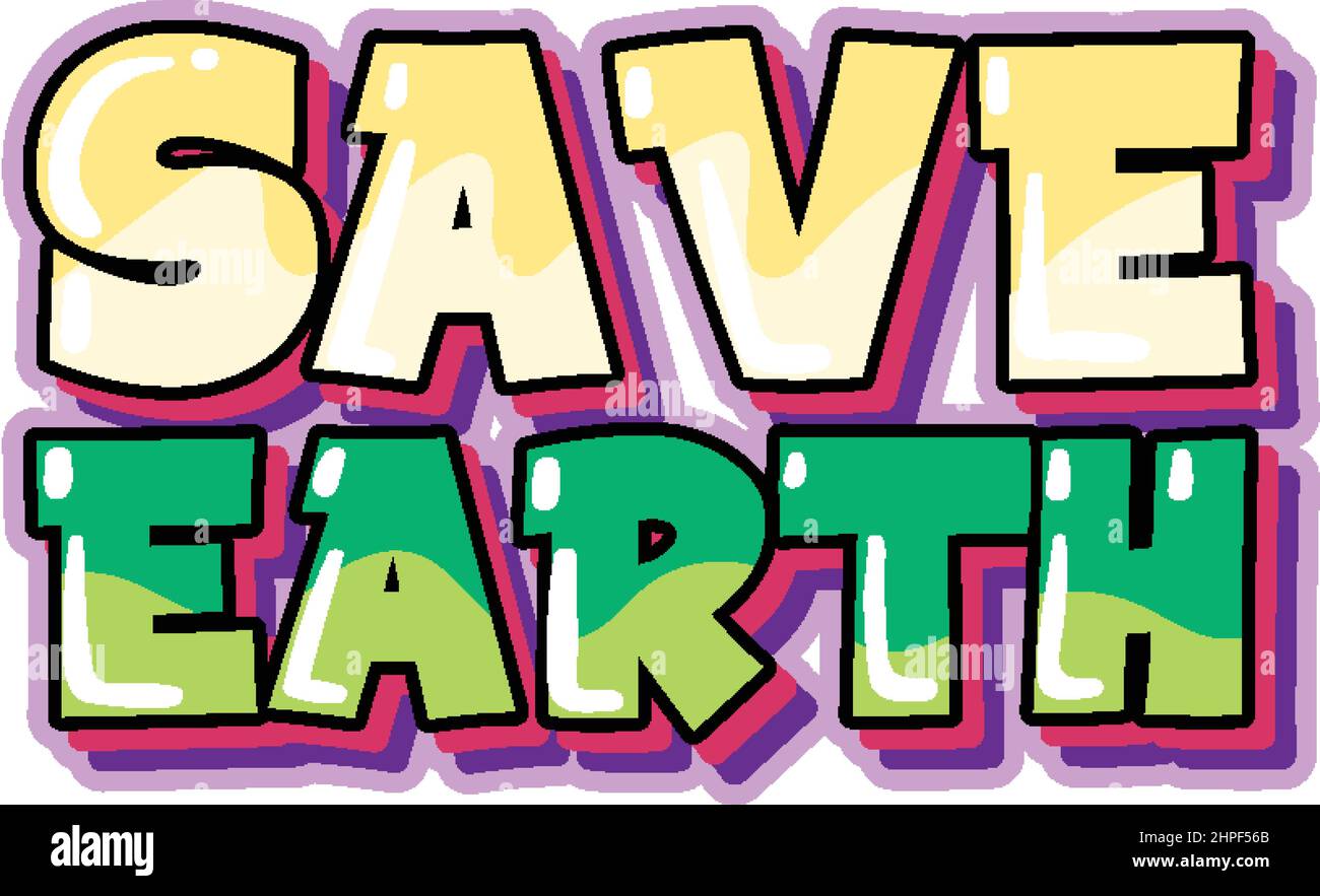Save Earth typography logo design illustration Stock Vector Image & Art ...