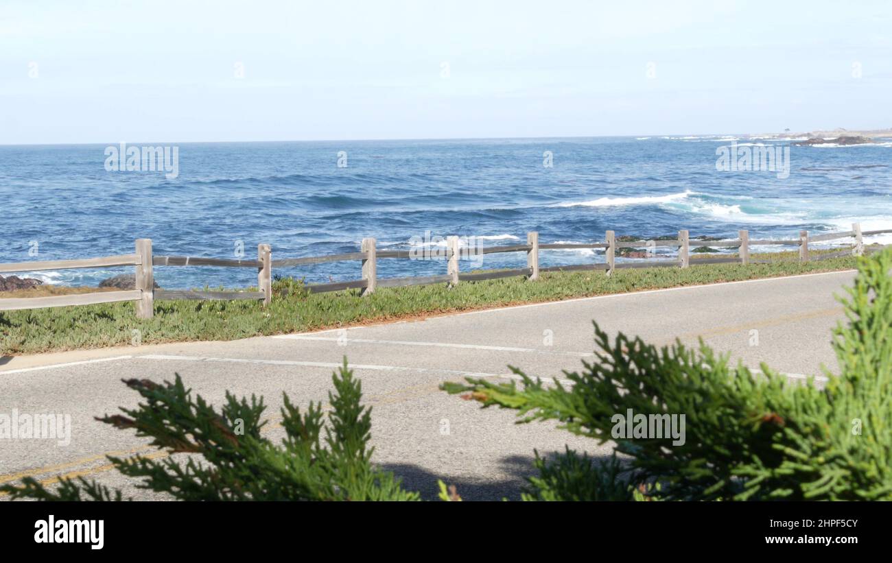 17-mile drive scenic road, Monterey, California USA. Trip along ocean ...