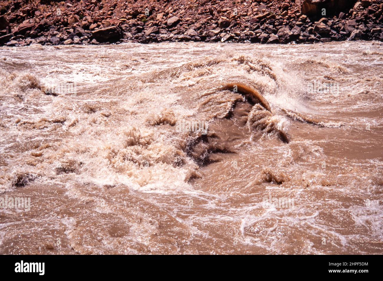 Huge, turbulent white-water rapids of Big Drop II in Cataract Canyon on ...